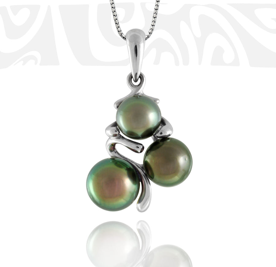 Tahitian pearl pendant in 18k white gold - Tribal Identity - PEWGPE010 ...